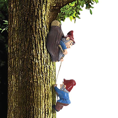 SB Goods Climbing Gnomes Tree Hugger Decor-Gnomes Garden Tree Sculpture-Outdoor Whimsical Tree Statue-Garden Yard Art Decoration Ornaments