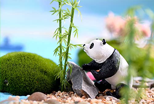 Tonnier 4 pcs Resin Mini Panda Set,Micro Landscape, Plant Pots,Miniature Figurines Kit for Fairy Garden,Succulent Pot,Doll House Decorations