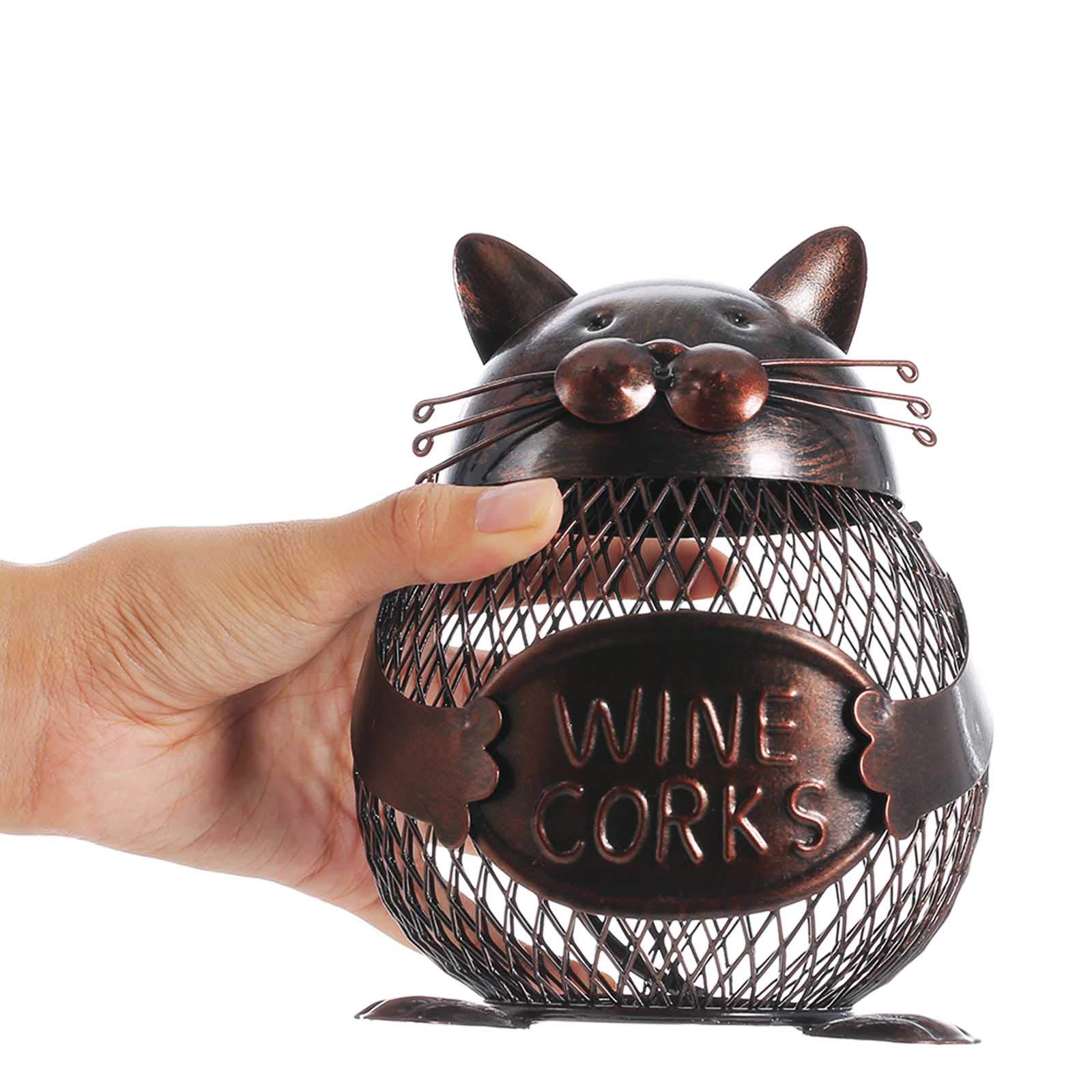 Too-arts Practical Kitten Wine Cork Container Iron Piggy Bank Handcraft Home Decoration Gift