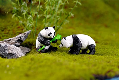 Tonnier 4 pcs Resin Mini Panda Set,Micro Landscape, Plant Pots,Miniature Figurines Kit for Fairy Garden,Succulent Pot,Doll House Decorations