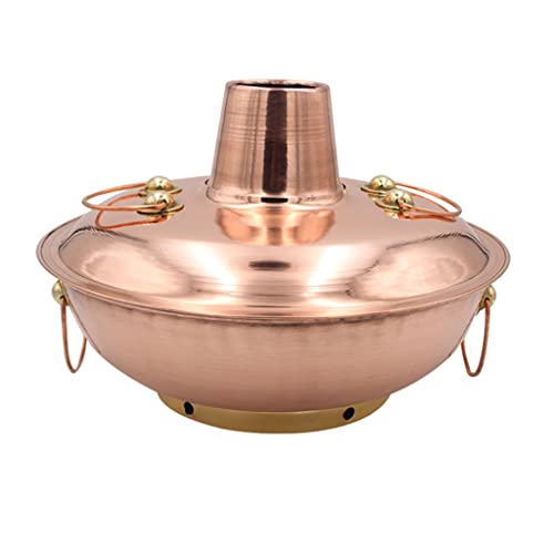 Chafing Dishes Red Copper Thickened Hot Pot, Gas Copper Hot Pot, Hot Pot Chicken Bullfrog Copper Pot for Household and Commercial Use (Color : Brass, Size : 26cm)