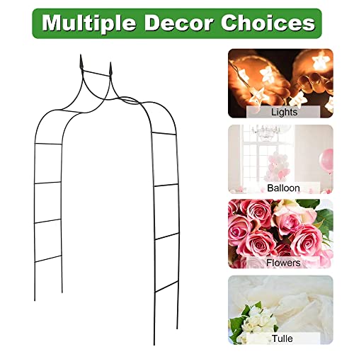 Peach Tree Outdoor Garden Arch Gothic 8' 4" H x 4' 7" W Arbor Iron Black Trellis Metal Weather Resistant Wall Art Climbing Plant Growing Lawn Backyard