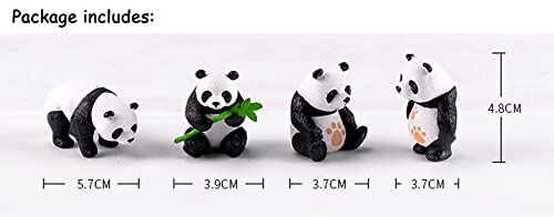 Tonnier 4 pcs Resin Mini Panda Set,Micro Landscape, Plant Pots,Miniature Figurines Kit for Fairy Garden,Succulent Pot,Doll House Decorations
