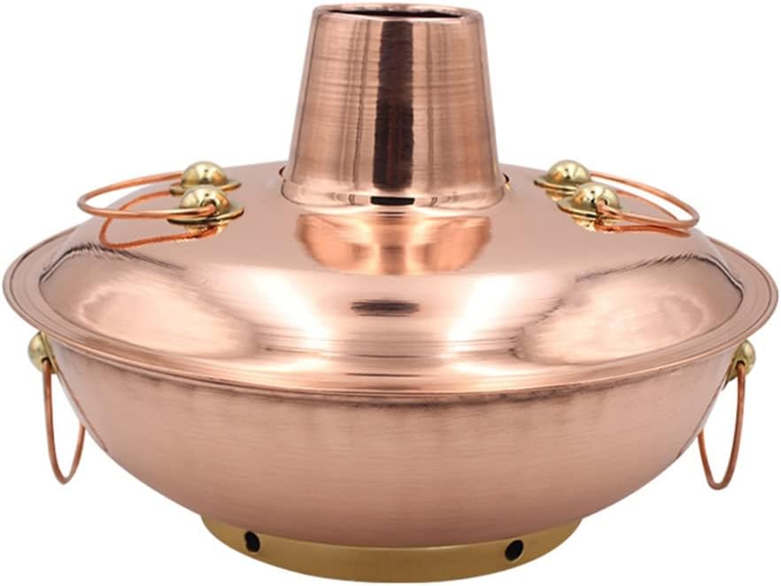 Chafing Dishes Red Copper Thickened Hot Pot, Gas Copper Hot Pot, Hot Pot Chicken Bullfrog Copper Pot for Household and Commercial Use (Color : Brass, Size : 26cm)