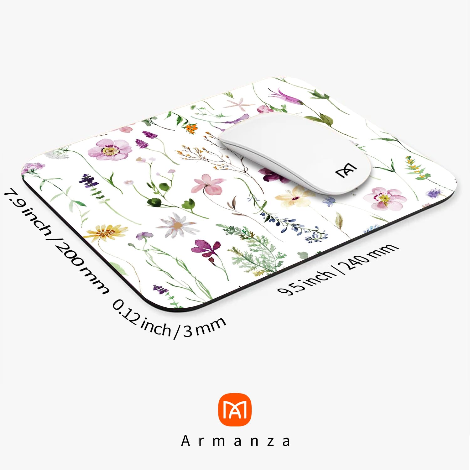 Armanza Square Mouse Pad Beautiful Flowers Plants, Personalized Premium-Textured Custom Mouse Mat Design , Washable Mousepad Lycra Cloth , Non-Slip Rubber Base Computer Mouse Pads for Wireless Mouse