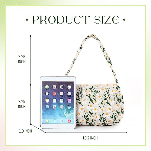 Women's Tote Bag Mini Flowers Embroidered Handbag Small Cellphone Purse Canvas Hobo Bag