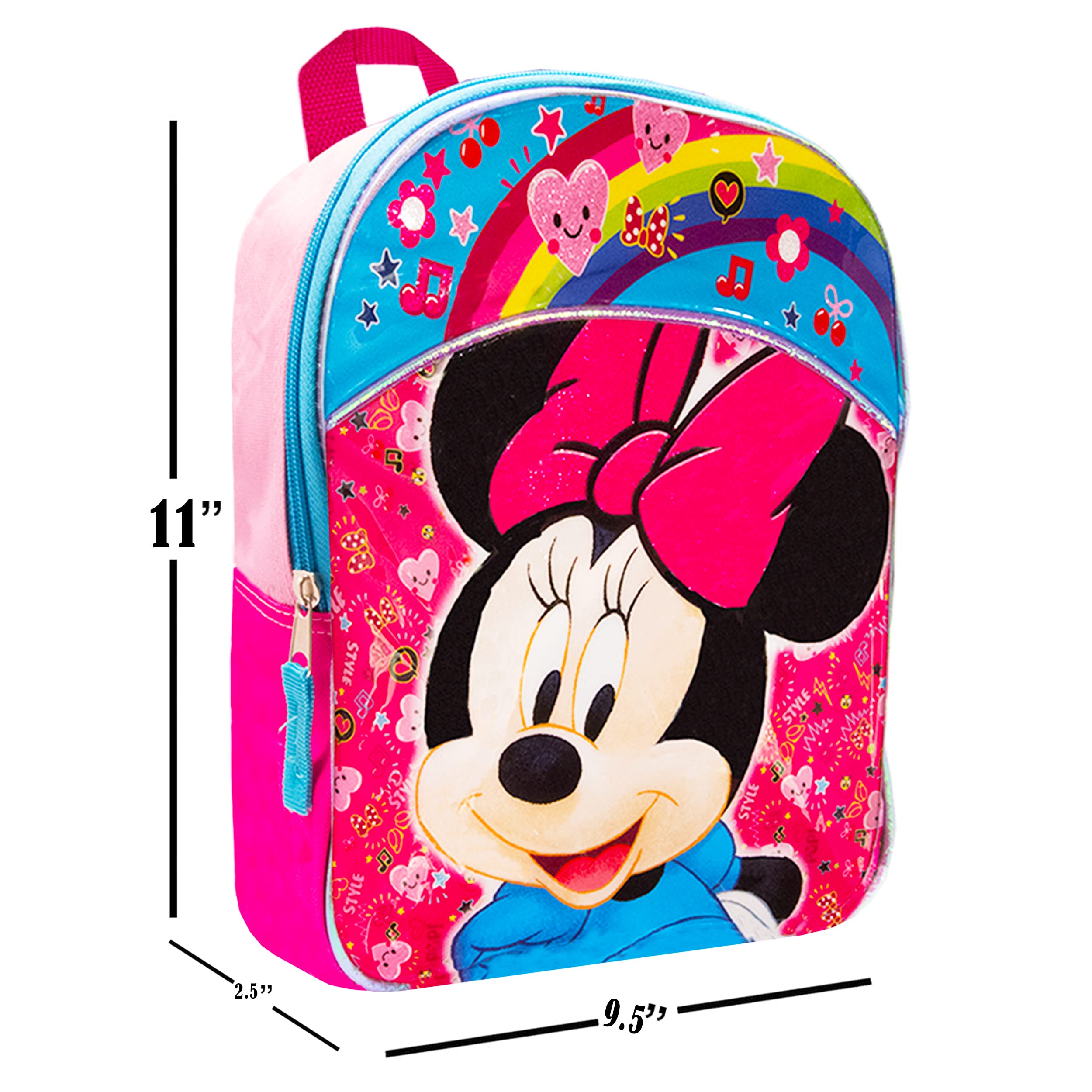 Disney Minnie Mouse Mini Toddler Preschool Backpack (11") (Minnie Mouse School Supplies Bundle)