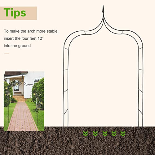 Peach Tree Outdoor Garden Arch Gothic 8' 4" H x 4' 7" W Arbor Iron Black Trellis Metal Weather Resistant Wall Art Climbing Plant Growing Lawn Backyard