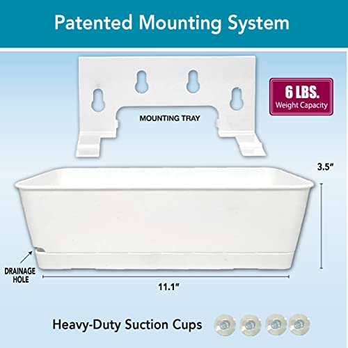 Product Trend Blooming Shelf for Window-Mounted Herbs, Grow Flowers, Succulents, and Vegetables, Indoor Rectangular Planter with Drainage Holes, 4 Inches x 11.2 Inches x 5.3 Inches, White, Pack of 2