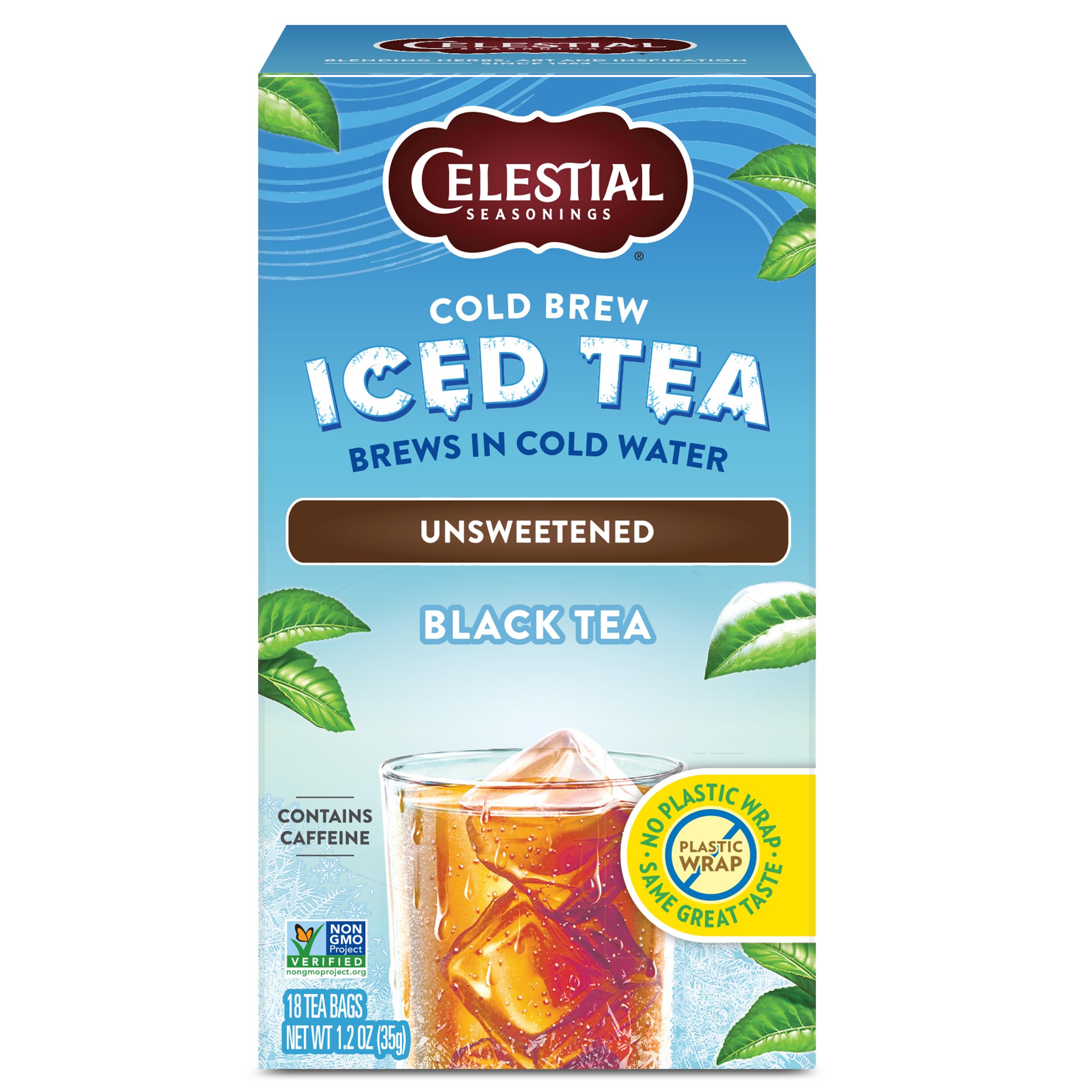 Celestial Seasonings Cold Brew Unsweetened Black Tea Iced 18 tea bags