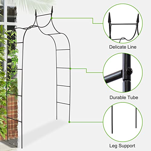 Peach Tree Outdoor Garden Arch Gothic 8' 4" H x 4' 7" W Arbor Iron Black Trellis Metal Weather Resistant Wall Art Climbing Plant Growing Lawn Backyard