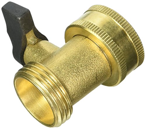 E-zoe 03V Heavy Duty Brass Garden Hose Connector with Shut Off Valve Single Brass Water Hose Parts 3/4 Inlet and Outlet Thread with Comfort Grip to Control Water Flow
