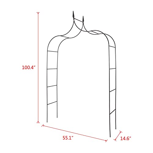 Peach Tree Outdoor Garden Arch Gothic 8' 4" H x 4' 7" W Arbor Iron Black Trellis Metal Weather Resistant Wall Art Climbing Plant Growing Lawn Backyard