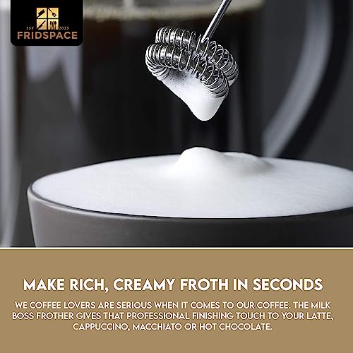 Handheld portable milk frother durable double whisk electric coffee machine, battery operated stainless steel milk mixer with stand, instant foam maker for latte, cappuccino, hot chocolate (Black)