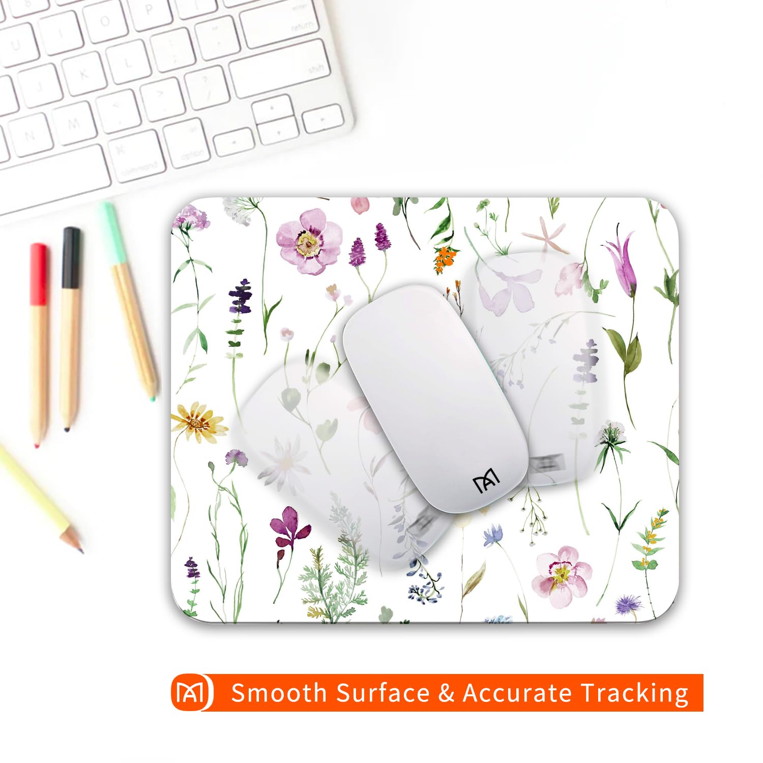 Armanza Square Mouse Pad Beautiful Flowers Plants, Personalized Premium-Textured Custom Mouse Mat Design , Washable Mousepad Lycra Cloth , Non-Slip Rubber Base Computer Mouse Pads for Wireless Mouse