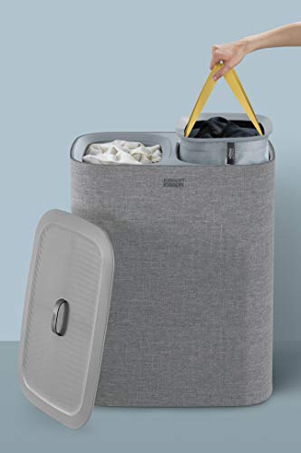 Joseph Joseph Tota 90-liter Laundry Hamper Separation Basket with lid, 2 Removable Washing Bags with Handles - Grey