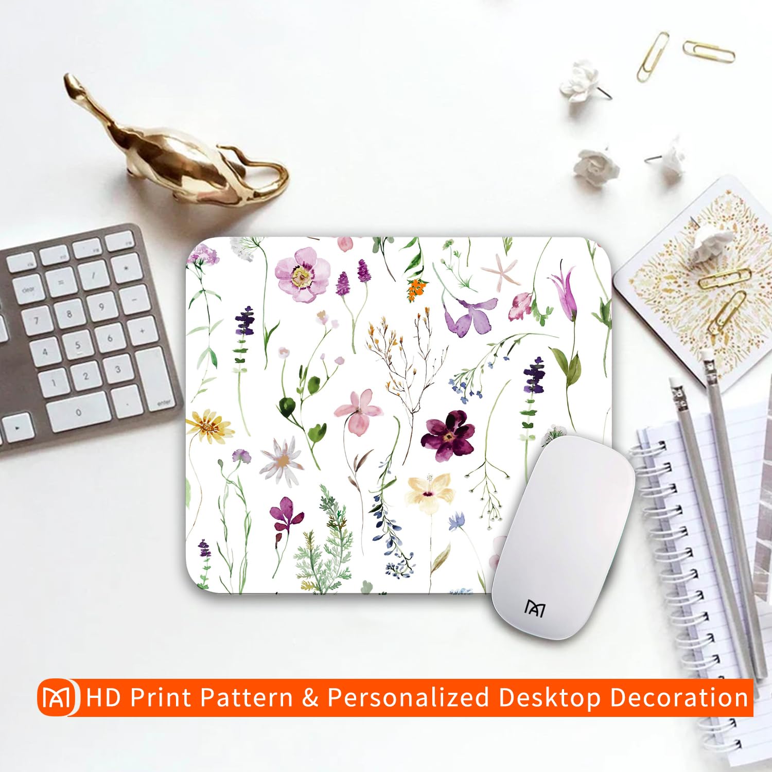 Armanza Square Mouse Pad Beautiful Flowers Plants, Personalized Premium-Textured Custom Mouse Mat Design , Washable Mousepad Lycra Cloth , Non-Slip Rubber Base Computer Mouse Pads for Wireless Mouse