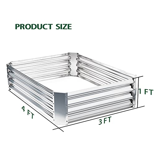 Gocamptoo Galvanized Raised Garden Bed Kit,Small Reinforced Metal Raised Boxes with Baking Varnish,Heavy Duty Planter Box Bed for Growing Flowers, Vegetables (4 x 3 Ft)