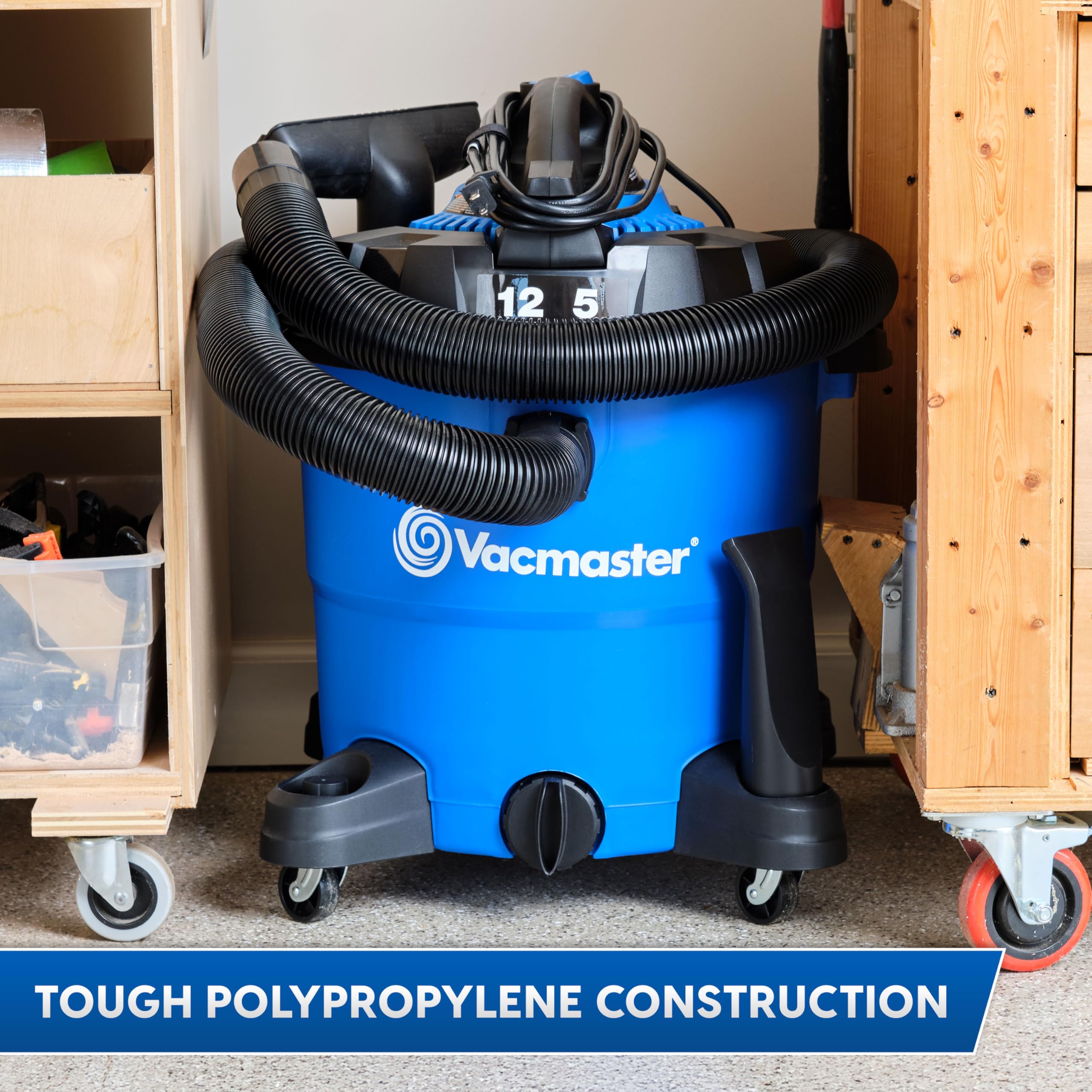 Vacmaster Blue Line 12-Gallon* 5 Peak HP† Wet/Dry Vacuum with Detachable Blower VBV1210