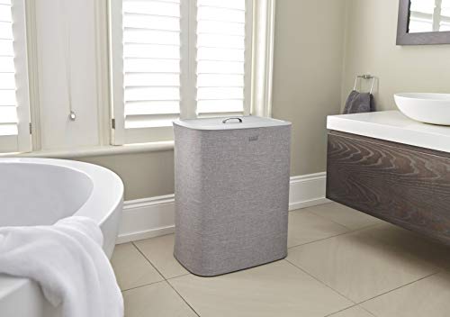 Joseph Joseph Tota 90-liter Laundry Hamper Separation Basket with lid, 2 Removable Washing Bags with Handles - Grey