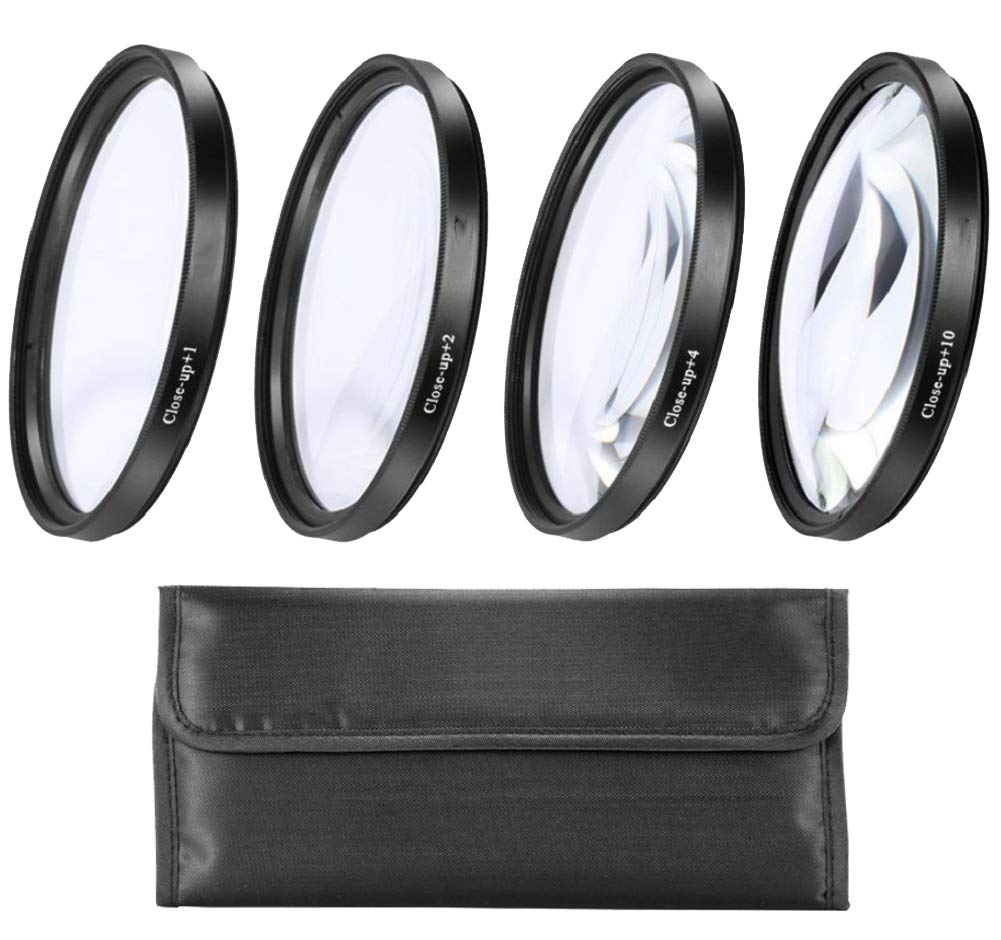 52mm Close-Up Filter Set (+1, +2, +4 and +10 Diopters) for Canon EOS M50 Mark II with 55-200mm, EOS R10 18-45mm, EF-S 24mm f/2.8, Fuji XT-200 15-45mm, XF 35mm F1.4 Lens, Sigma 30mm F1.4 Lens
