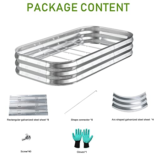 Aolamegs Galvanized Raised Garden Bed - 1 Pack 68 x 36 inch Vented Raised Garden Boxes Kit for Vegetables Flower Strawberry Garden Planter Metal Raised Garden Boxes Outdoor with Glolves No Need Tools