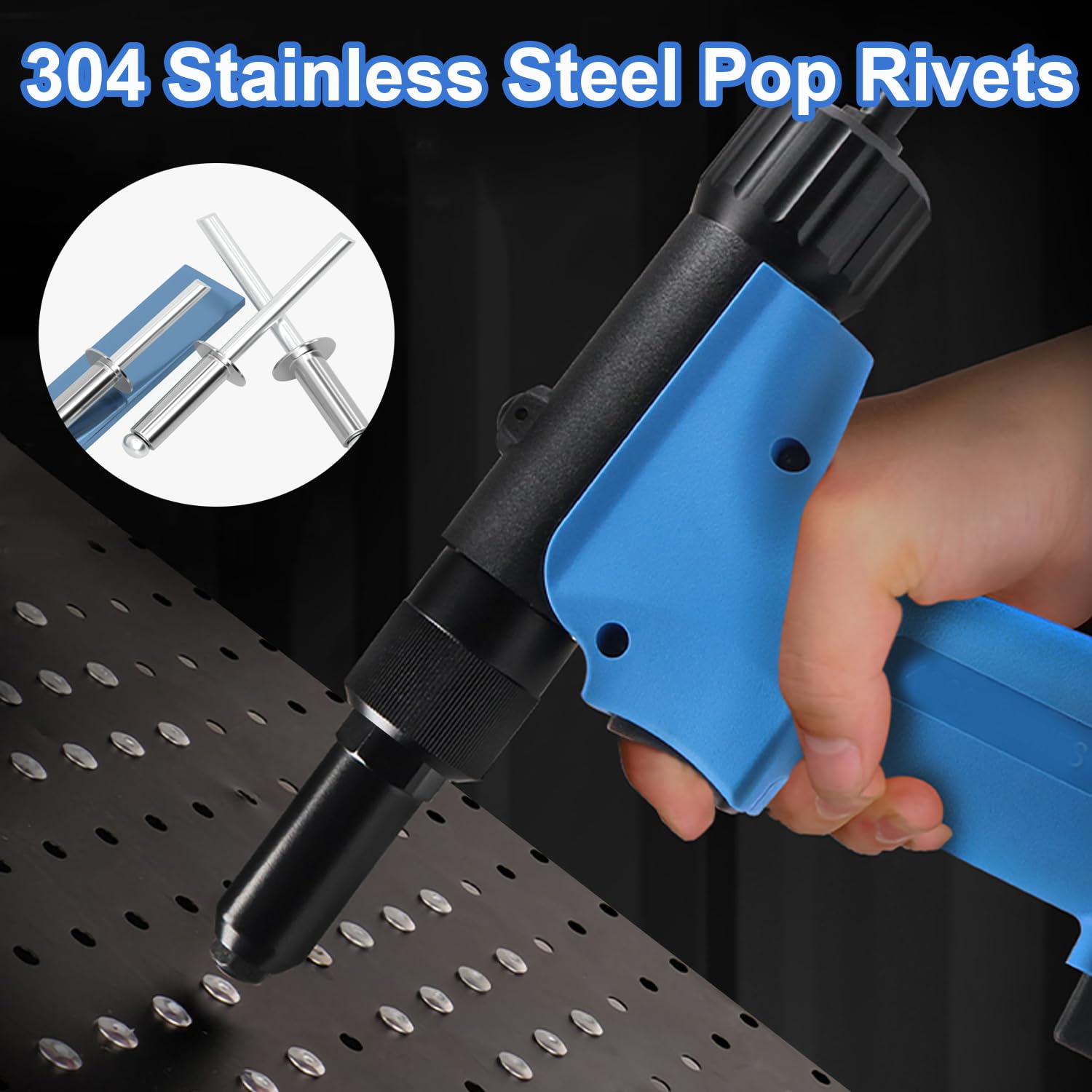 Seept 110pcs Steel Rivets 7-Sizes 304 Stainless Steel Pop Rivets Assortment Kit 1/8",5/32",3/16" Pop Rivets Stainless Steel Blind Rivets kit Rosette Rivets Stainless Steel Rivet