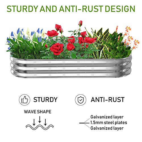 Aolamegs Galvanized Raised Garden Bed - 1 Pack 68 x 36 inch Vented Raised Garden Boxes Kit for Vegetables Flower Strawberry Garden Planter Metal Raised Garden Boxes Outdoor with Glolves No Need Tools
