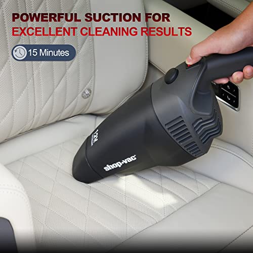 Shop-Vac Cordless Handheld Vacuum Cleaner, 12V 85W Portable Powerful Suction Commercial Grade Vacuum with Attachments, Rechargeable 2600mAH Li-ion Battery, Suitable for Home, Garage. Grey&Black