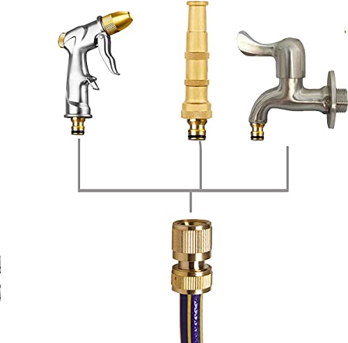 SHOWNEW Garden Hose Quick Connector Male Hose End Adapters Solid Brass 3/4 inch GHT Thread Water Hose Fitting Repair Replacement, Male Only, 3PCS