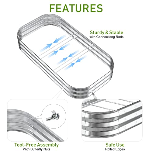 Aolamegs Galvanized Raised Garden Bed - 1 Pack 68 x 36 inch Vented Raised Garden Boxes Kit for Vegetables Flower Strawberry Garden Planter Metal Raised Garden Boxes Outdoor with Glolves No Need Tools