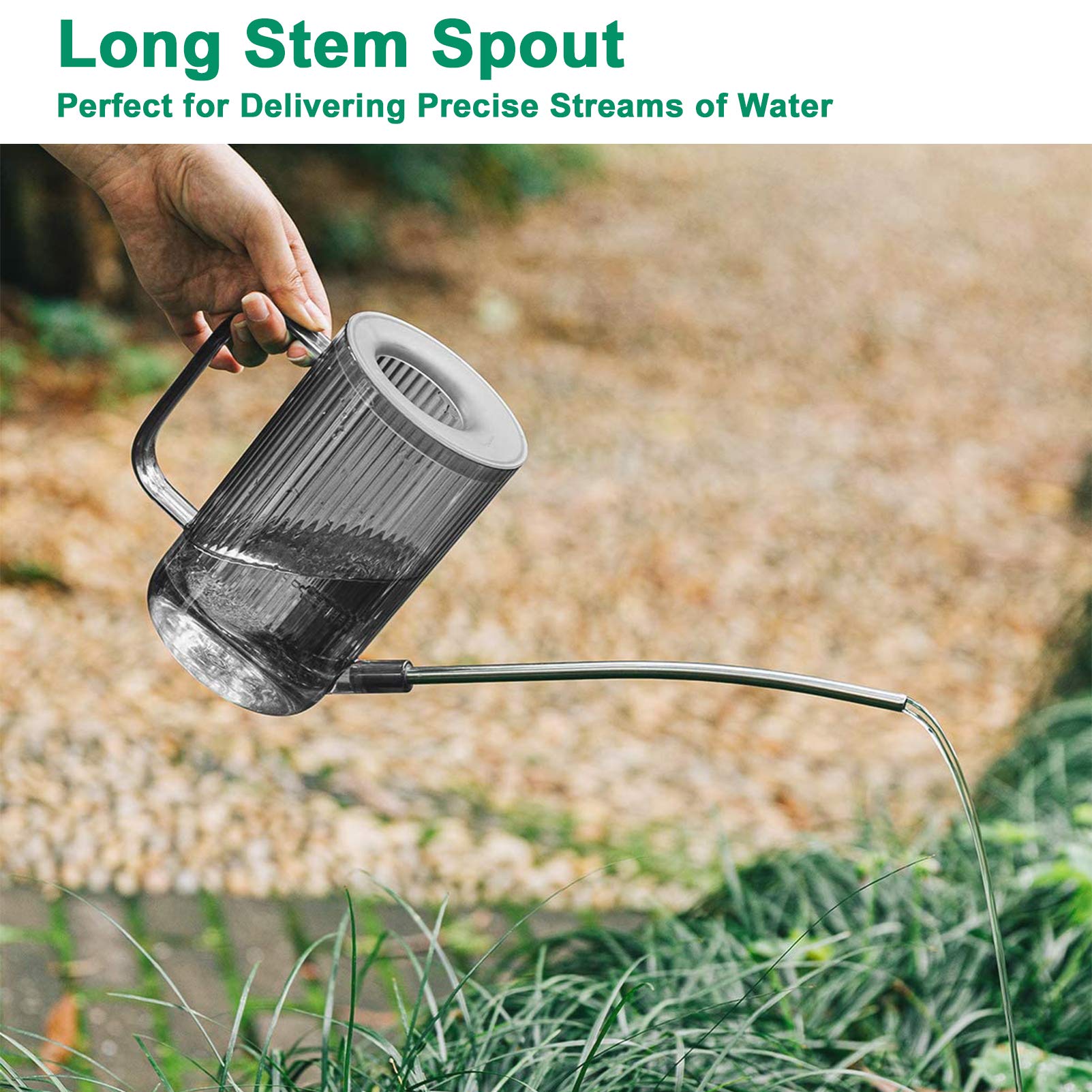 Long Spout Watering Can Indoor, Small Watering Cans for House Plants, Flowers, Succulents, 34oz (Grey)