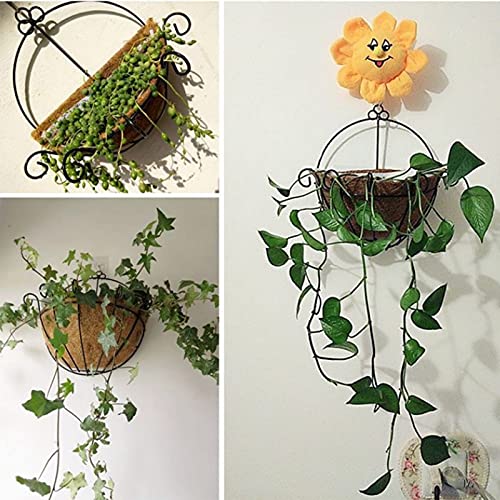 Metal Hanging Planter Basket with Coco Coir Liner Wall Mount Wire Plant Holder for Indoor Outdoor Garden Porch and Balcony (2 Pack) (10 inch)