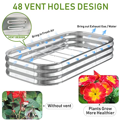 Aolamegs Galvanized Raised Garden Bed - 1 Pack 68 x 36 inch Vented Raised Garden Boxes Kit for Vegetables Flower Strawberry Garden Planter Metal Raised Garden Boxes Outdoor with Glolves No Need Tools