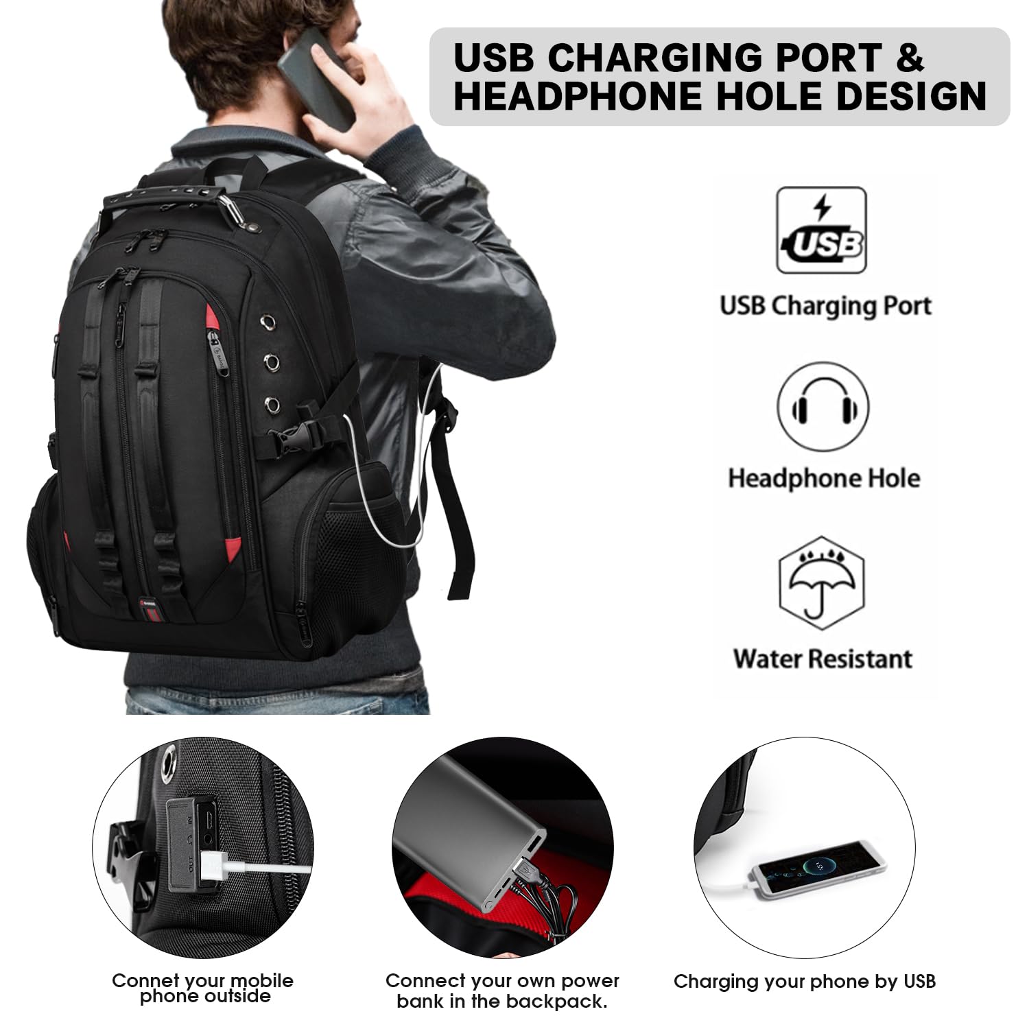 Large Laptop Backpack 17 inch Durable XL Heavy Duty Travel Backpack