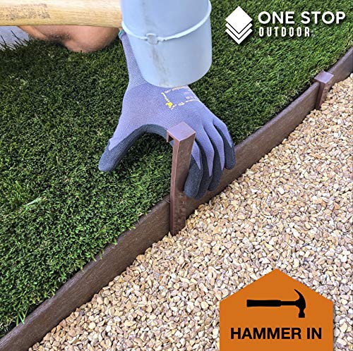 One Stop Outdoor USA Made (50 Pack) Brown Nylon Landscape Edging Anchoring Plastic Ground Stakes, 10-Inch Length Brown Garden Edging Spikes - (Fits Most Brands EasyFlex Dimex Proflex) (50)