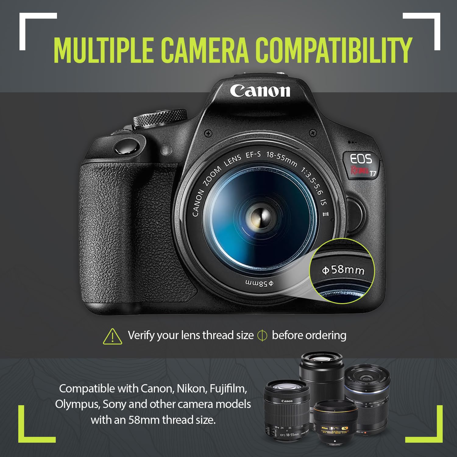 Ultra Deluxe Lens Kit for Canon EOS M50 Mark II with 55-200mm, Fujifilm XT-200 with 15-45mm, Nikon Z5 with 24-50mm, D3100, D3200, D3300, D5100, D5200, D5300, D5500 with NIKKOR 18-55mm Lens
