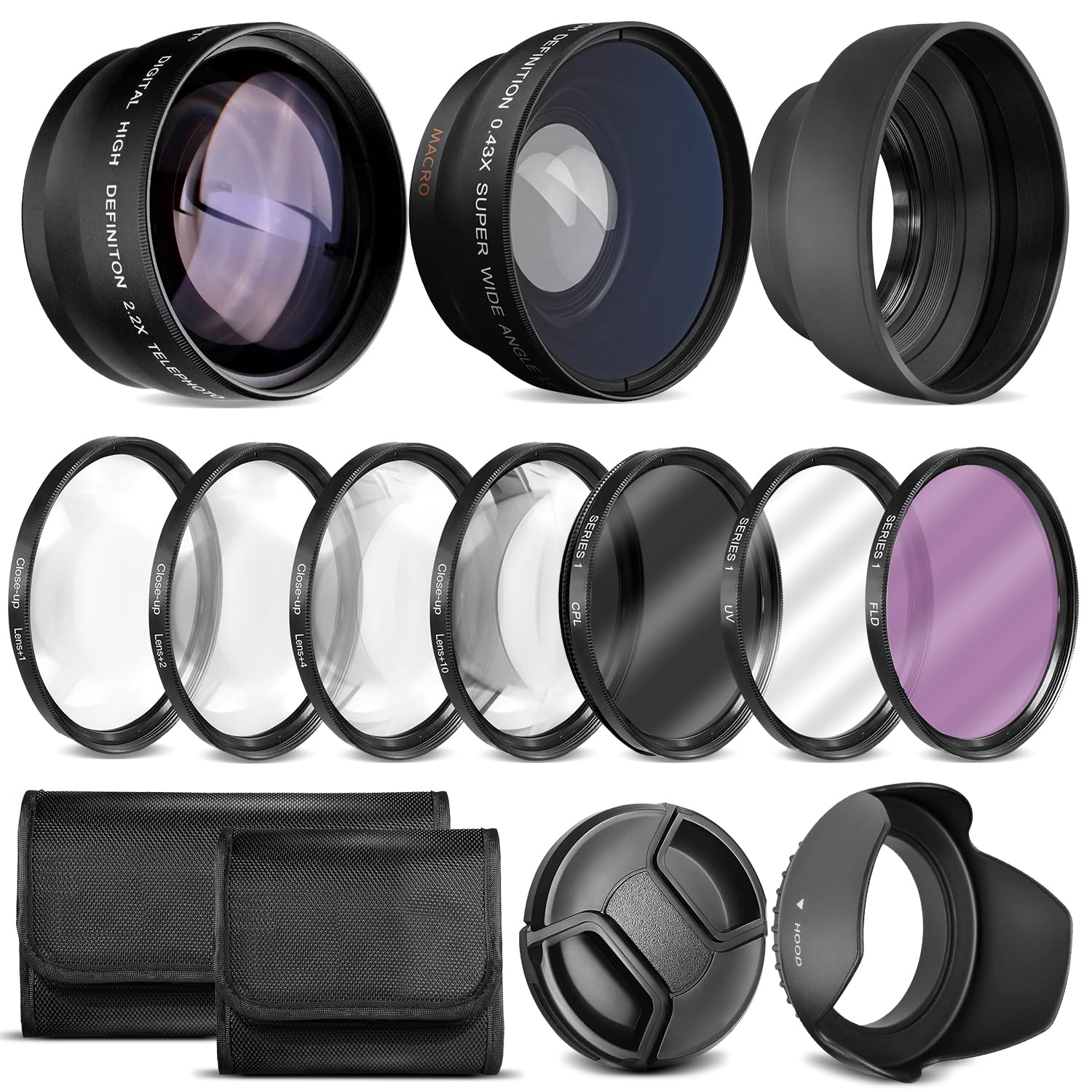 Ultra Deluxe Lens Kit for Canon EOS M50 Mark II with 55-200mm, Fujifilm XT-200 with 15-45mm, Nikon Z5 with 24-50mm, D3100, D3200, D3300, D5100, D5200, D5300, D5500 with NIKKOR 18-55mm Lens