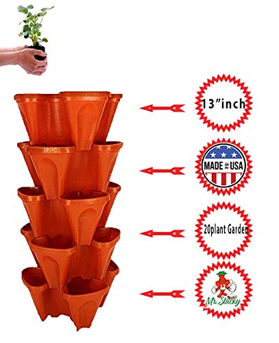 Large 64 Quart Stackable Planter 5-Pack - Grow More in Less Space - Plant Pots and Stack - DIY Vertical Gardening System - for Growing Veggies, Herbs, Garden Greens, Starwberries (Terracotta)
