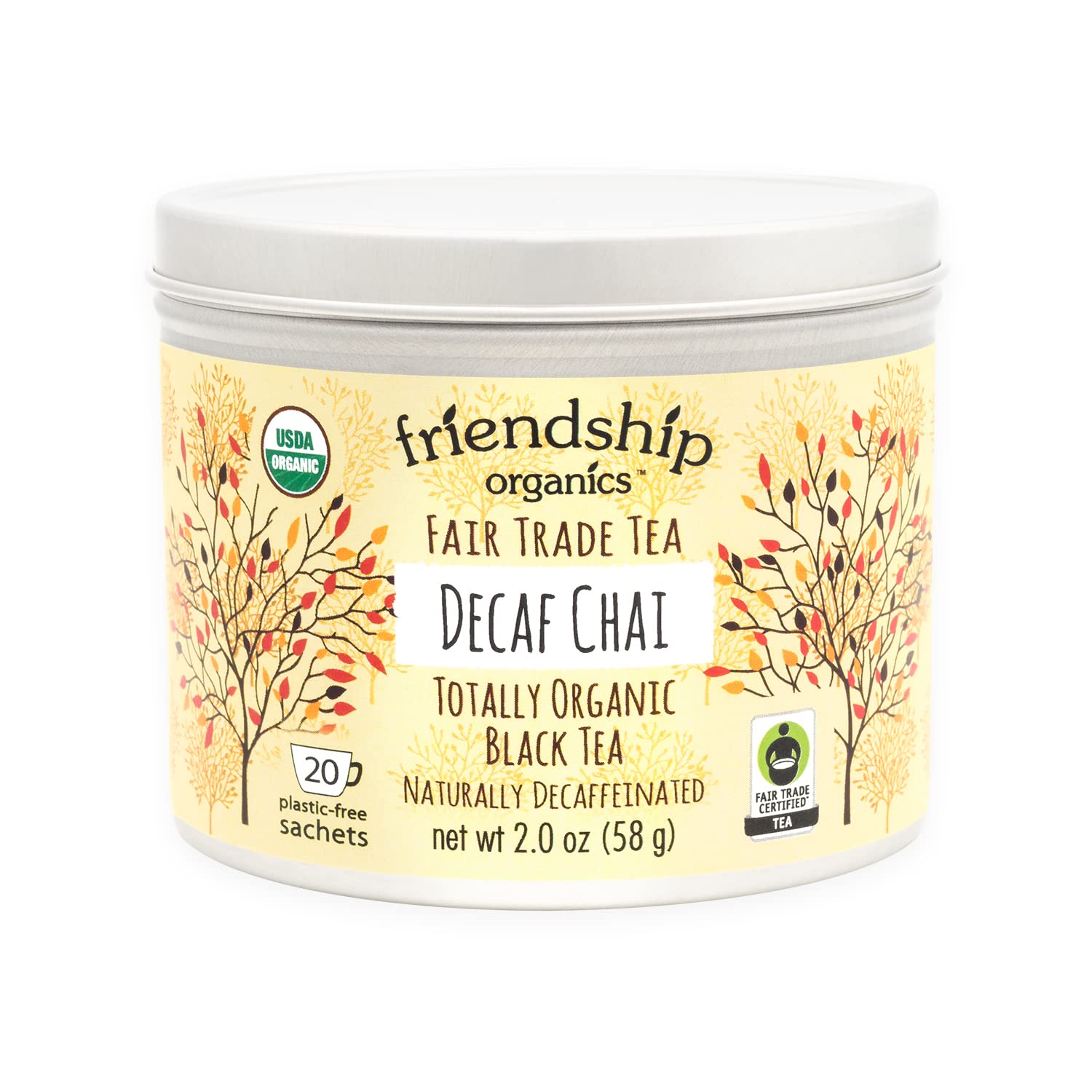 Friendship Organics Decaf Chai Tea Bags, Organic and Fair Trade 20 count