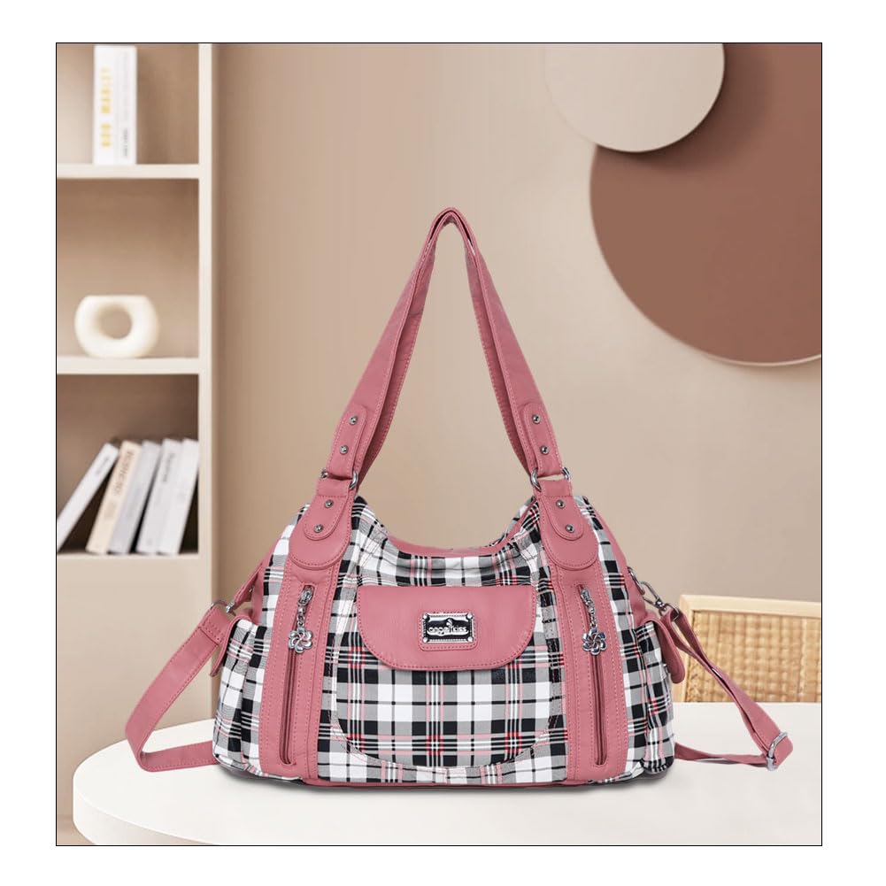 Angel Kiss Purses for Women, Large Shoulder Bag Hobo Tote Purse Mutipocket Faux Leather Satchel Hobo Purse