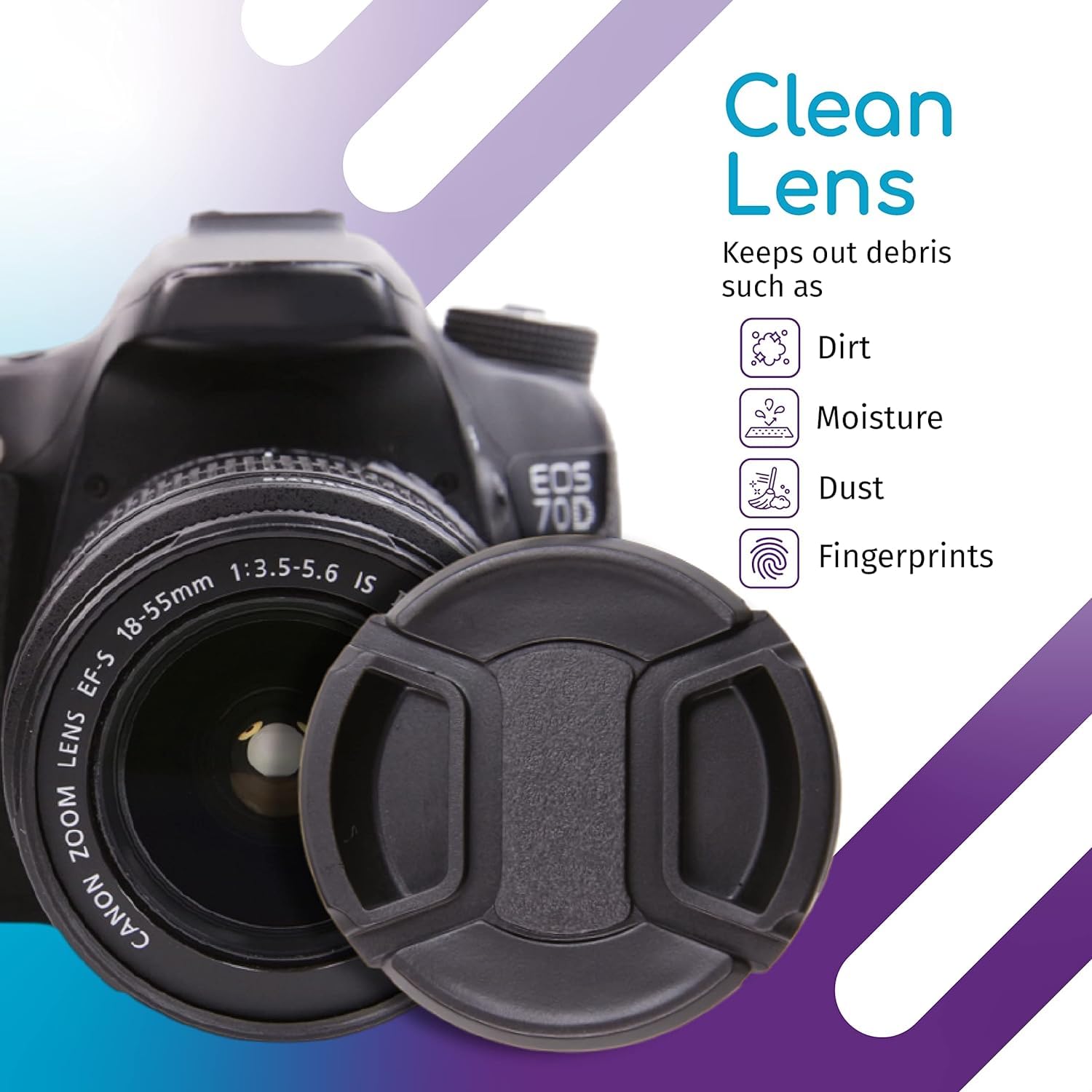 CamDesign 77MM Snap-On Front Lens Cap Cover Compatible with Canon, Nikon, Sony, Pentax All DSLR Lenses