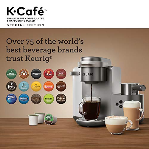 Keurig K-Cafe Special Edition Single Serve K-Cup Pod Coffee, Latte and Cappuccino Maker, Comes with Dishwasher Safe Milk Frother, Shot Capability, Nickel