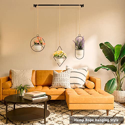Hanging Planters for Indoor Plants Holder - Window Plant Hanger Indoor with 3 Ceramic Pots Wall Ceiling Home Office Outdoor Herb Garden Decor
