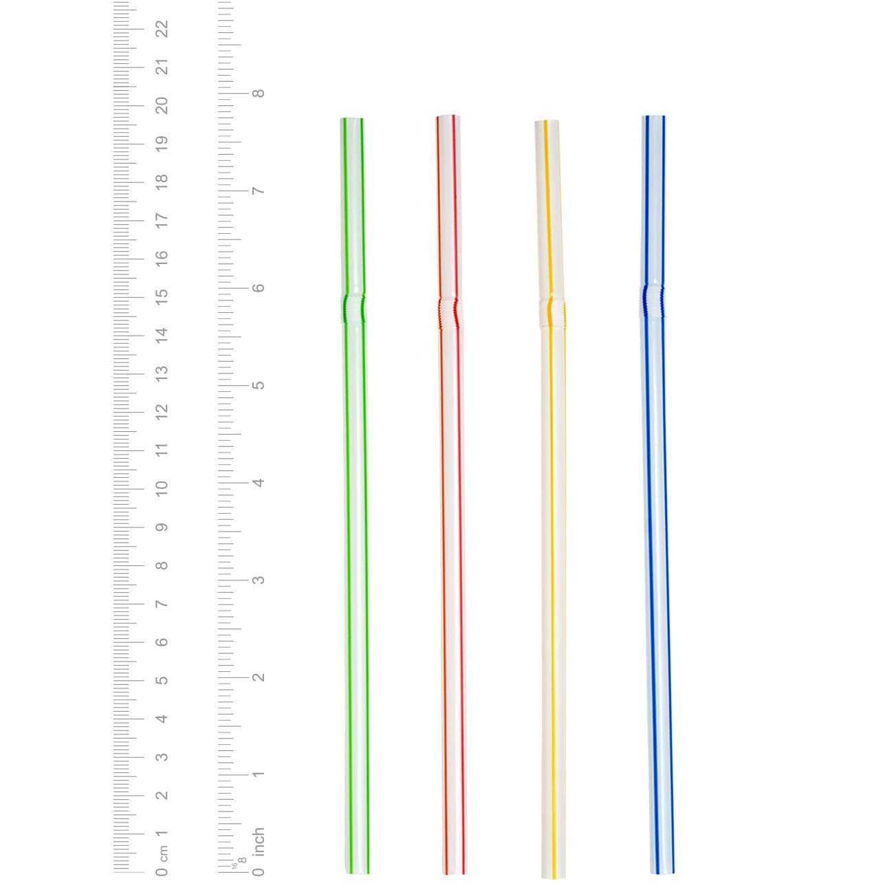 [400 Pack] Flexible Disposable Plastic Drinking Straws - 7.75" High - Assorted Colors Striped…