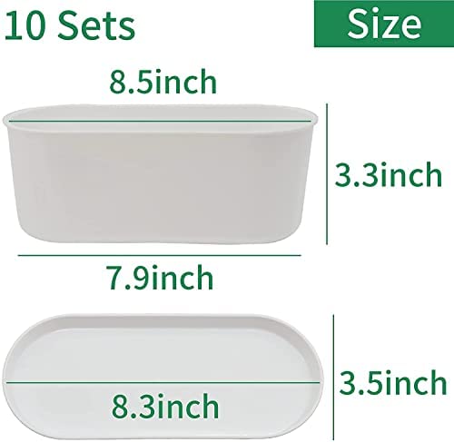 Plant Window Box with Saucers 10 Sets Plastic Planters with Multiple Drainage Holes and Trays Flower Pots for Home Garden Succulents Modern Decorative Window Planter Box Gardening Pot Plant Container