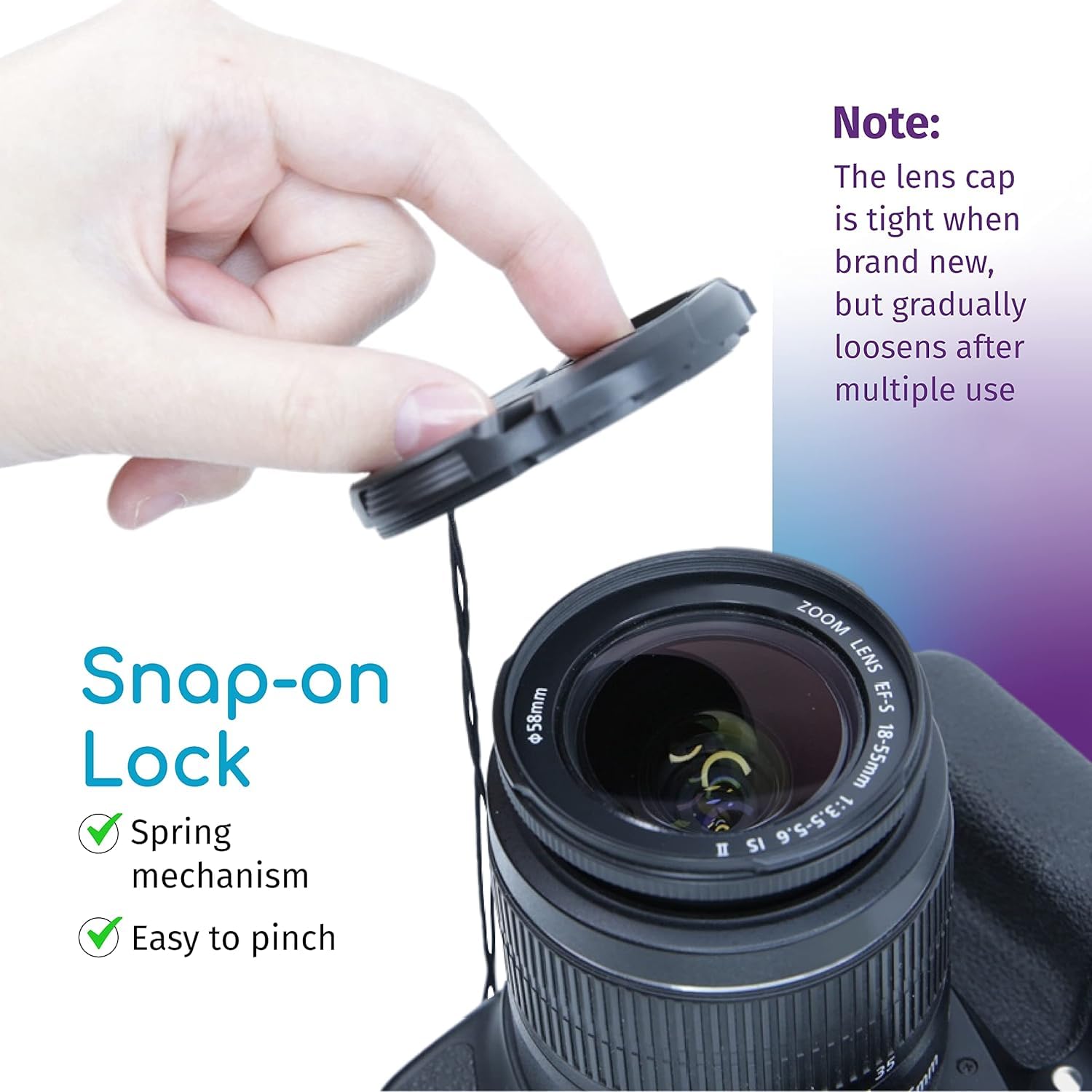 CamDesign 77MM Snap-On Front Lens Cap Cover Compatible with Canon, Nikon, Sony, Pentax All DSLR Lenses