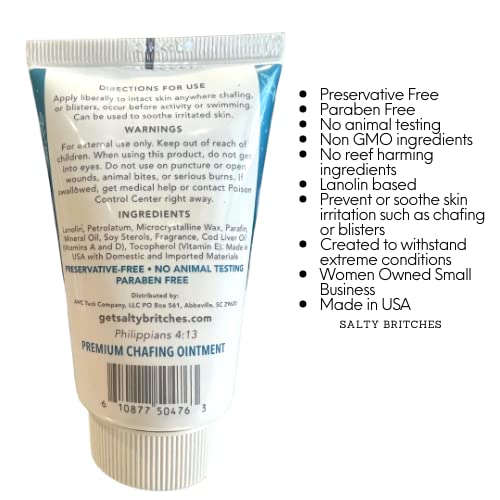 Salty Britches Waterproof Anti Chafing Ointment, Chafing Gel, Half Marathon Essentials, Anti-Chafe, Military Gear Essential, Running Essentials, Gifts for Runners - Rose Scented - 2pk