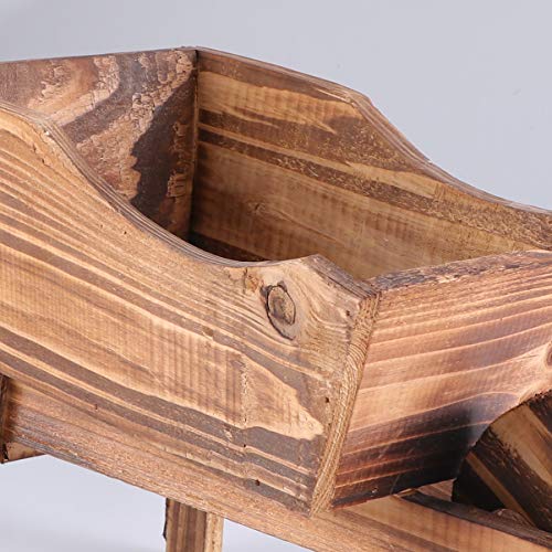 Yardwe Garden Plant Planter Wooden Wagon Planter Wheelbarrow Decoration for Indoor Outdoor - 45x19x20cm