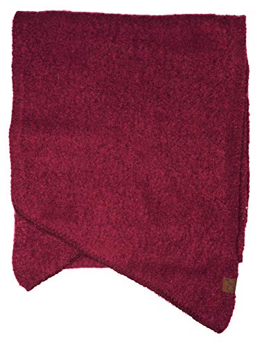 C.C Women's Boucle Knit Bias Cut Whipstitched Edged Long Scarf Wrap, Burgundy